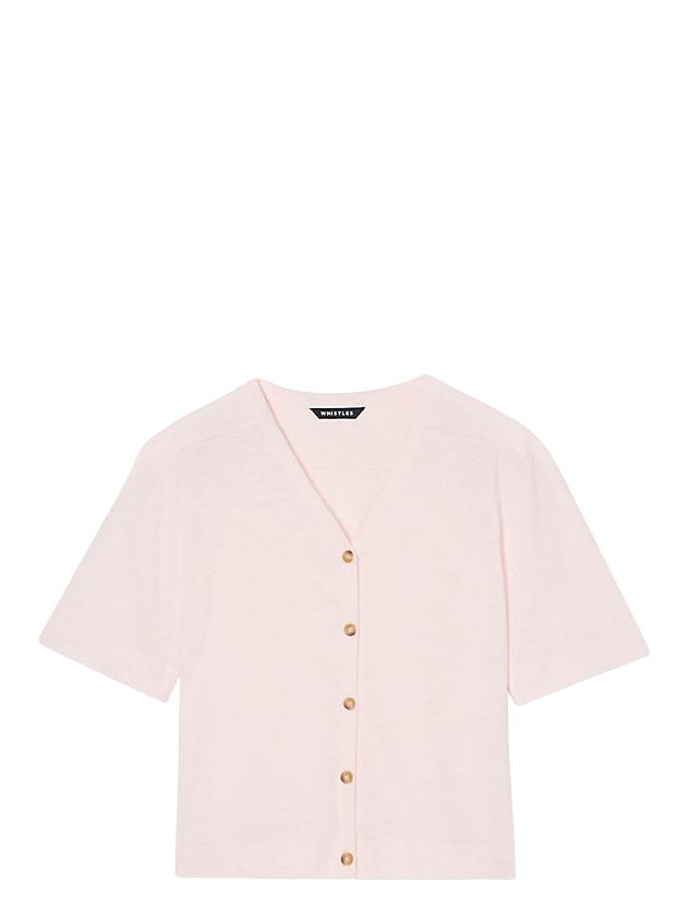 WHISTLES Whistles Ella Button-Through Cotton-Jersey T-shirt